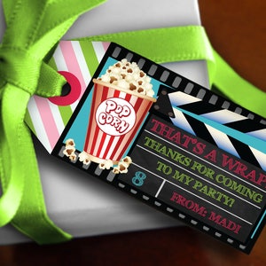 Movie Night Favor Tags | Movie Night Party Favors | Movie Night ...