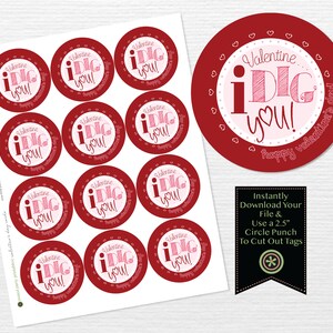 I Dig You Valentines Printable Valentine's Day Label, Kids Valentine ...