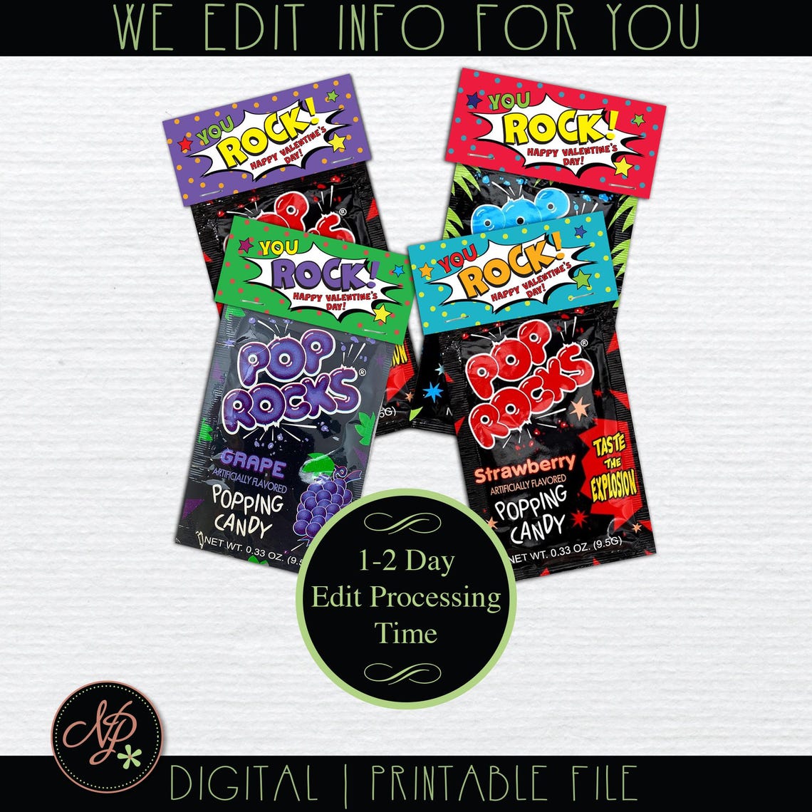 Kids Valentine Cards, Pop Rocks Bag Topper, Pop Rocks Valentine ...
