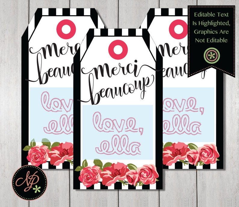 Paris Theme Birthday Favor Tags, Printable Paris Birthday Party Favor ...