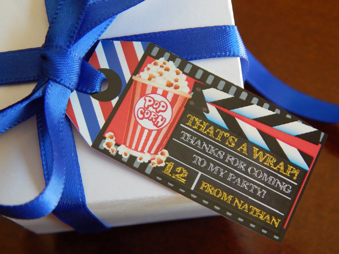 Movie Night Favor Tags Movie Night Party Favors Movie | Etsy