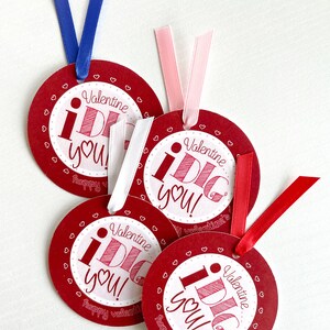 I Dig You Valentines Tags With Ribbons, Valentine's Day Tag, Kids ...
