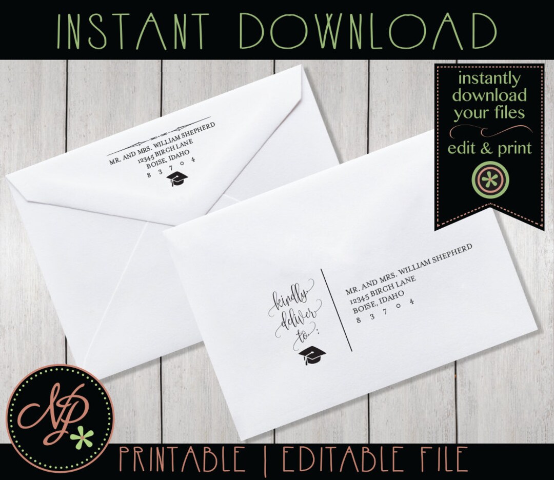 Calligraphy Envelope Printable, Editableenvelope Template, Graduation ...