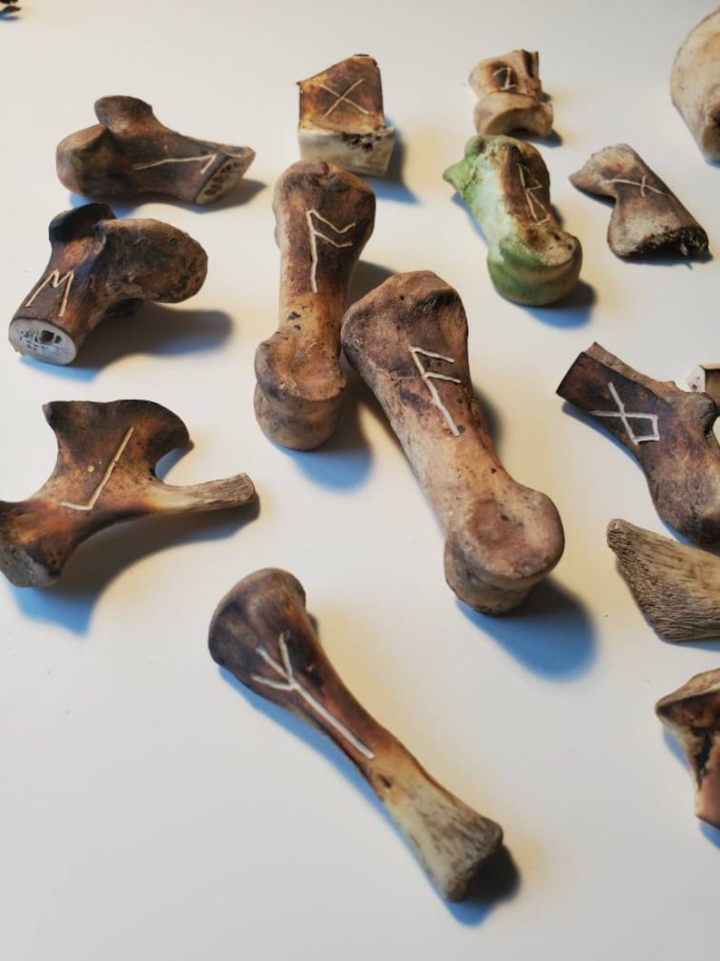 Rune Set // Carved Bone // Elder Futhark Runes // KCoPear | Etsy