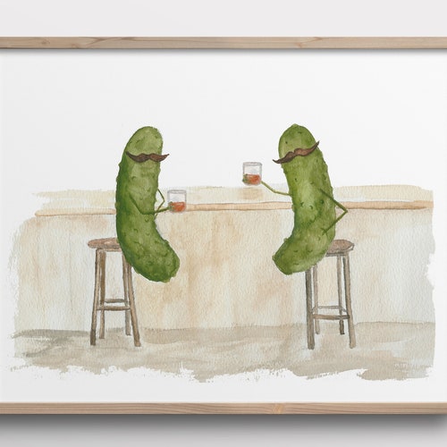 Whimsical Pickles With Mustaches Lighting the Menorah for - Etsy