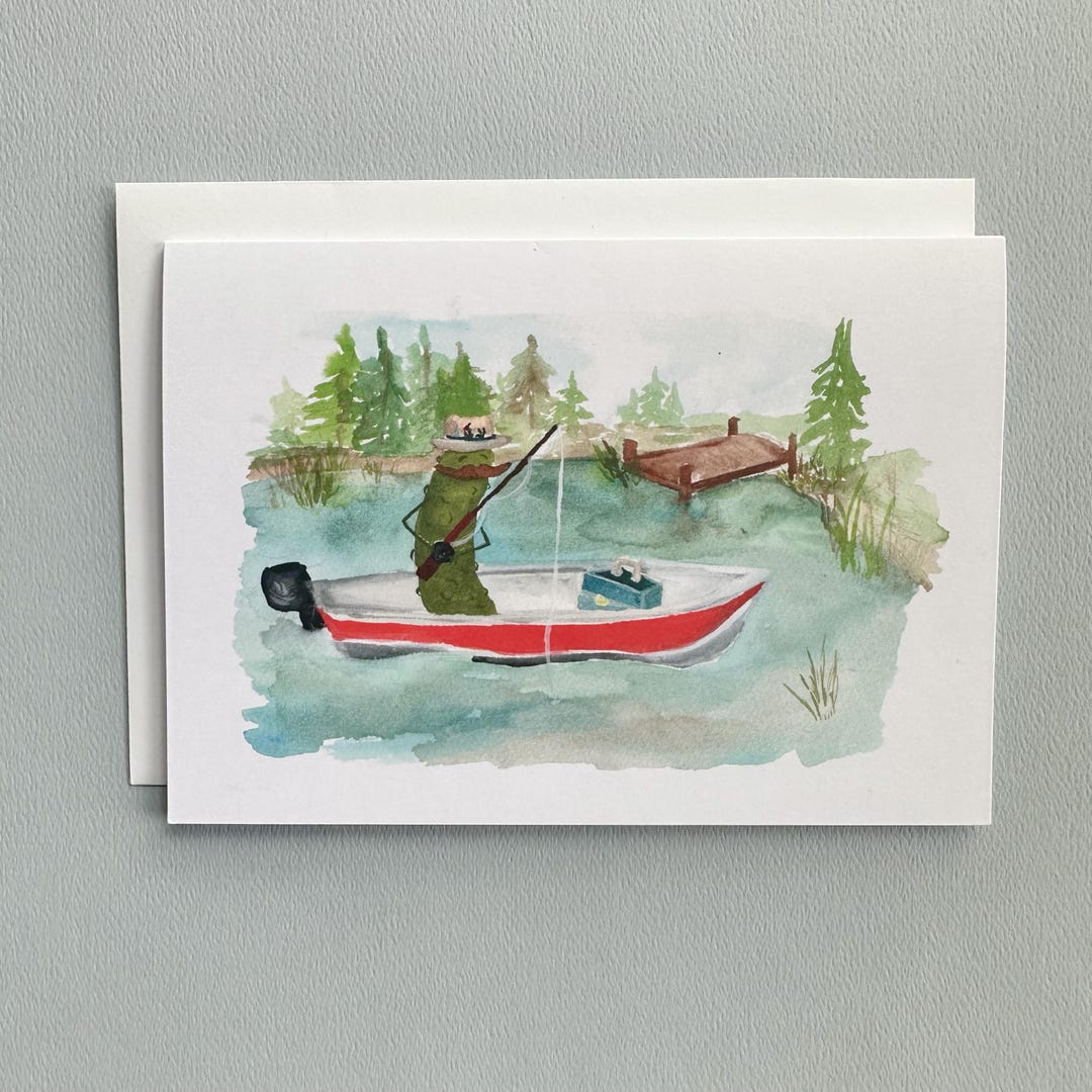 Whimsical Pickle Fishing Fathers Day Blank Greeting Card - Etsy