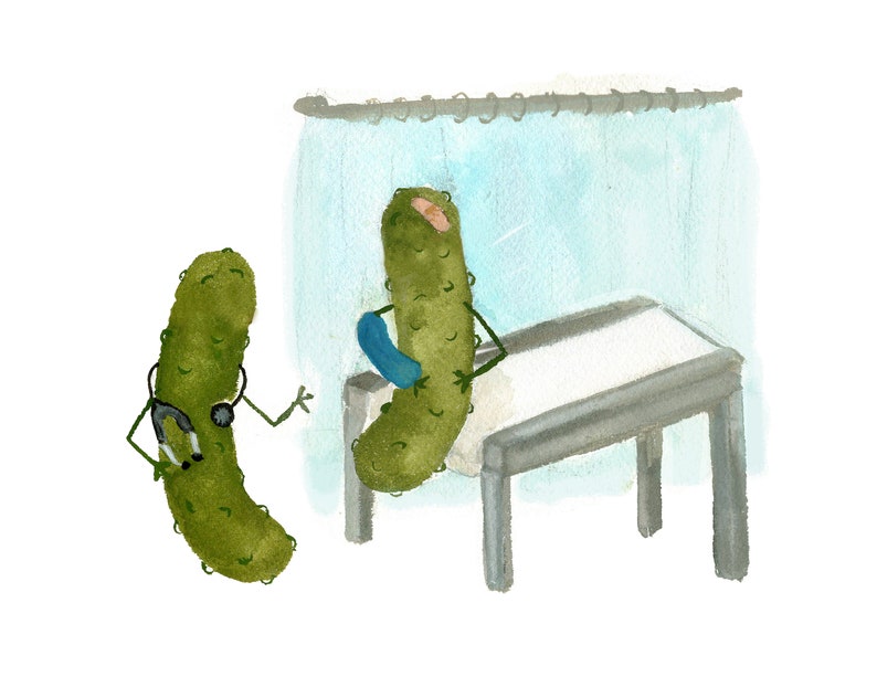 Whimsical Pickles in the Hospital Doctor Nurse Patient - Etsy
