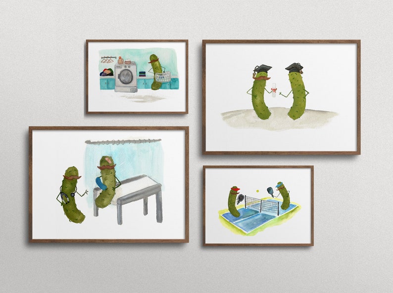 Whimsical Pickles in the Hospital Doctor Nurse Patient Watercolor Art ...