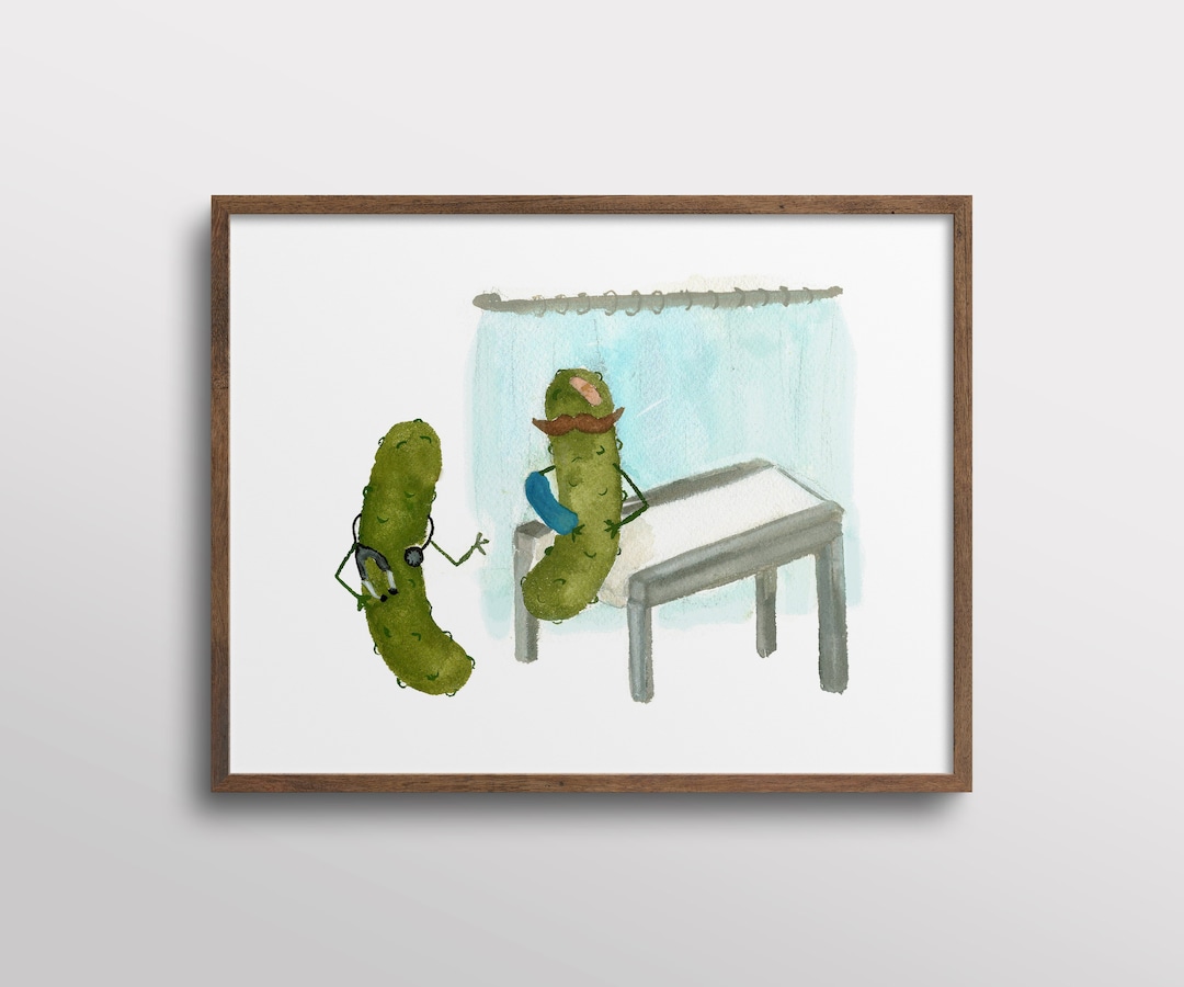 Whimsical Pickles in the Hospital Doctor Nurse Patient Watercolor Art ...