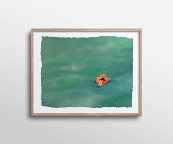 Floating in the Ocean Acrylic Painting Art Print - Etsy