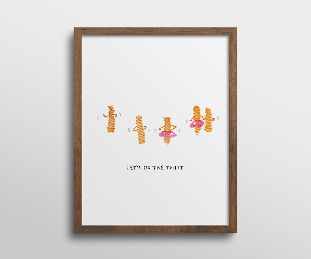 Whimsical Dancing Fusilli Pasta Let's Do the Twist Kitchen Print - Etsy