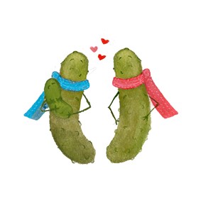 Whimsical Pickle Family With Baby Watercolor Art Print - Etsy