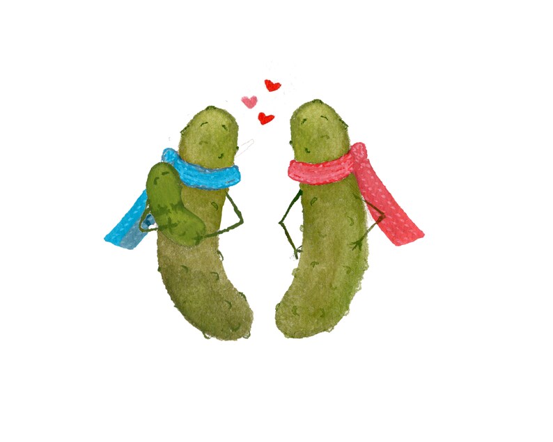 Whimsical Pickle Family With Baby Watercolor Art Print - Etsy