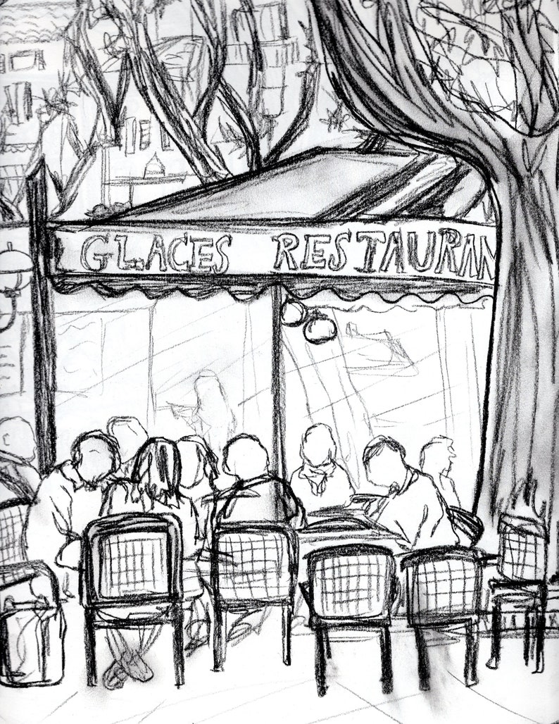Black and White Outdoor French Cafe Restaurant Abstract - Etsy
