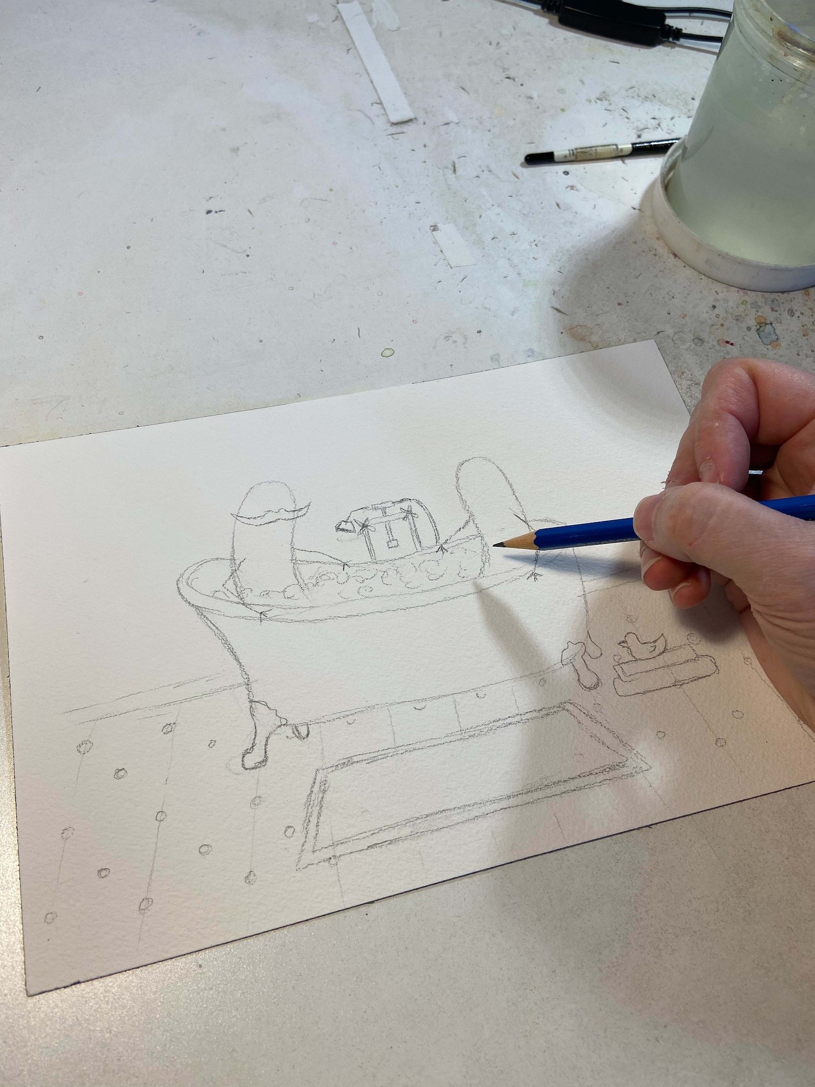 Whimsical Pickles With Mustaches Taking a Bubble Bath in the Bathtub ...