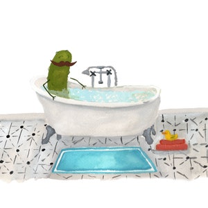 Whimsical Pickles With Mustaches Taking a Bubble Bath in the Bathtub ...