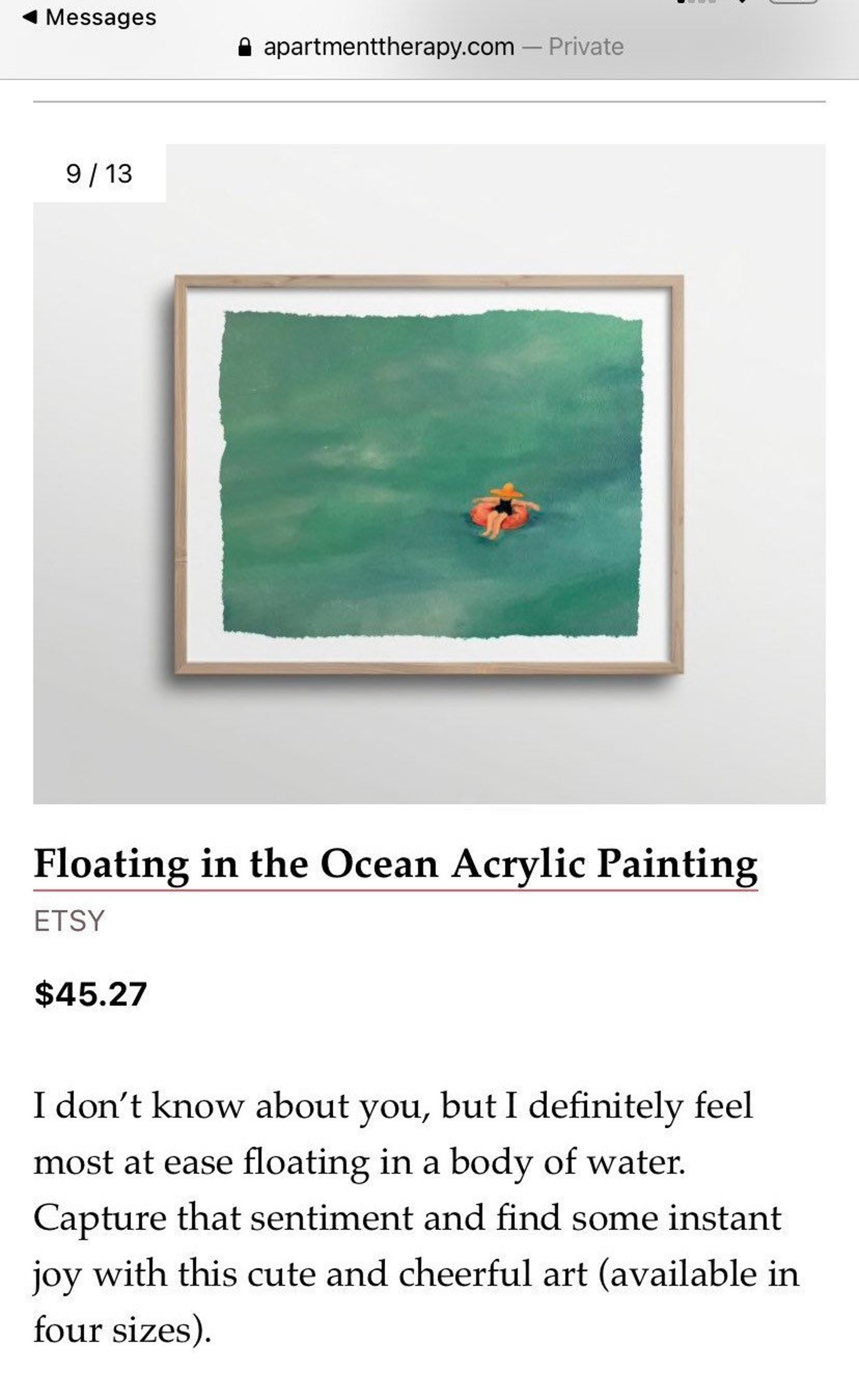 Floating in the Ocean Acrylic Painting Art Print - Etsy