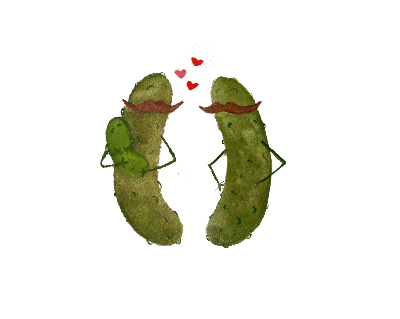 Whimsical Pickle Family With Baby Watercolor Art Print - Etsy