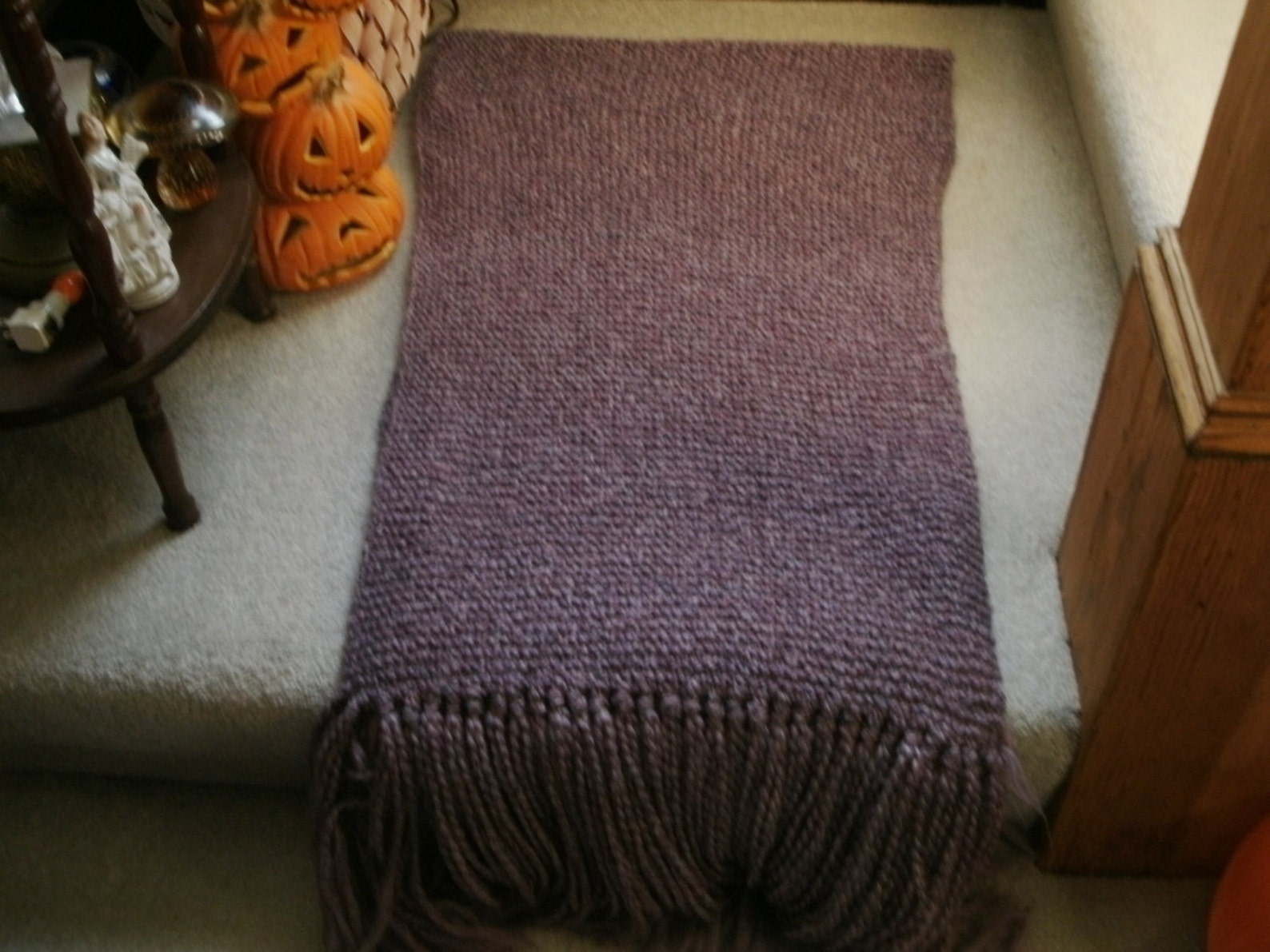 Handmade Knit Purple Prayer Shawl 20 X 60 Made With Lion Brand Homespun ...
