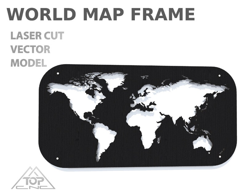 World map laser cut file world map vector digital download | Etsy