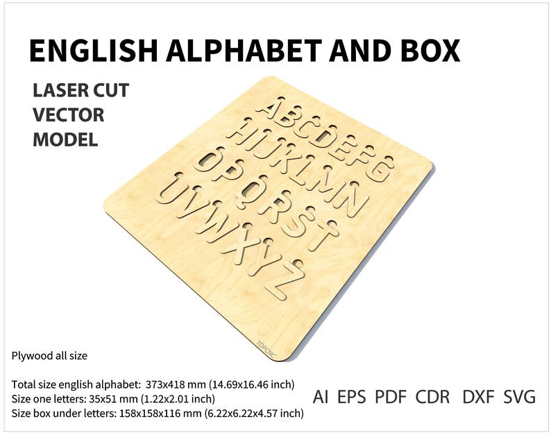 English alphabet. Laser cut vector model. Instant download. | Etsy