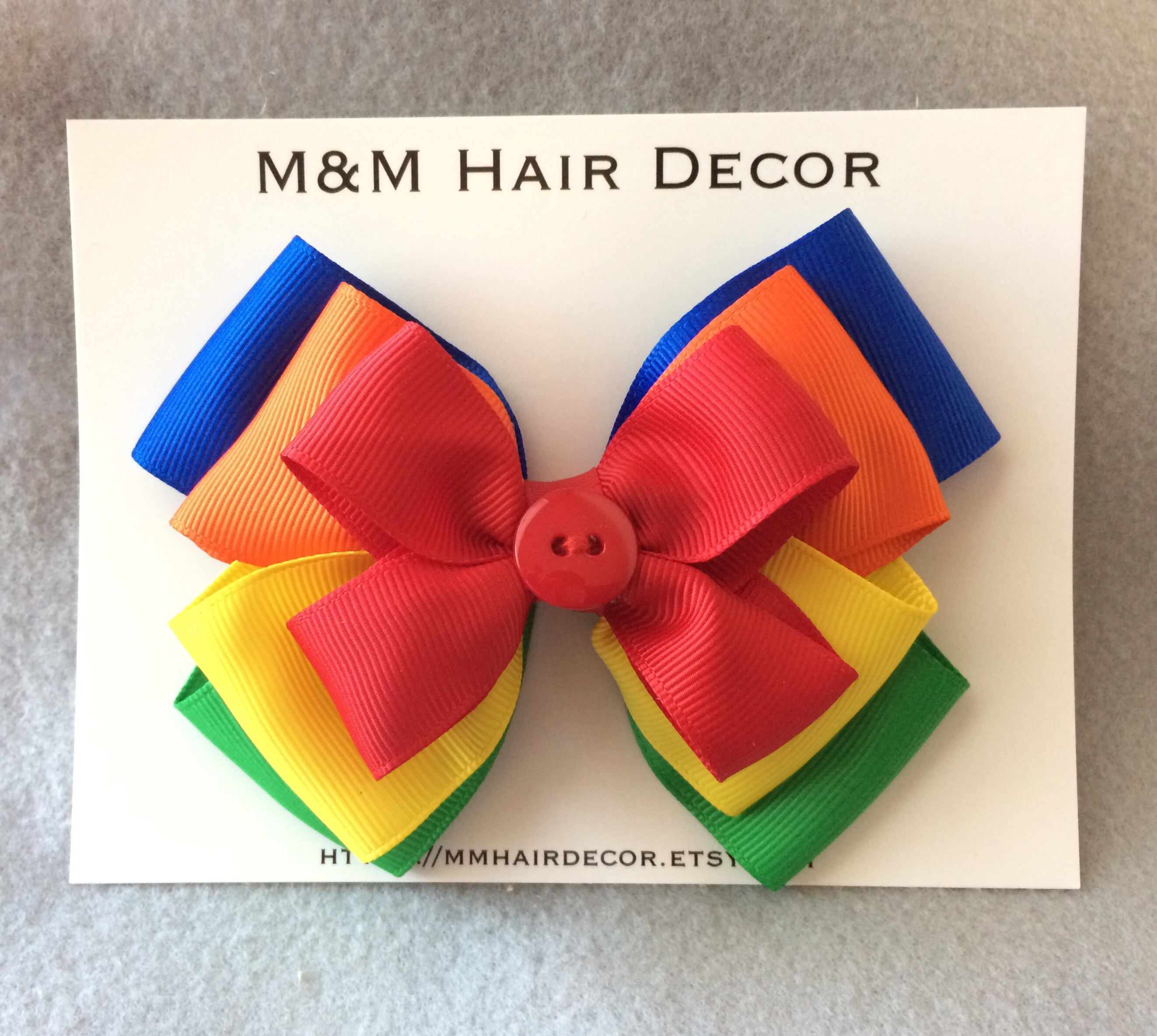 Five Color Stacked Large Hair Bow / Multi Color Hair Bow / | Etsy India