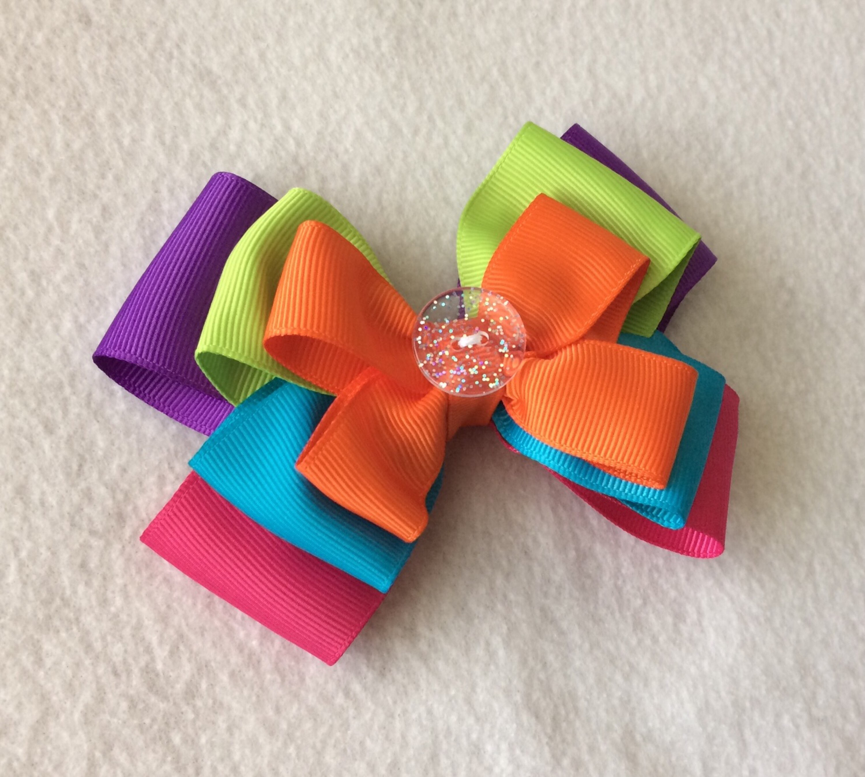 Five Color Stacked Large Hair Bow / Multi Color Hair Bow / | Etsy India