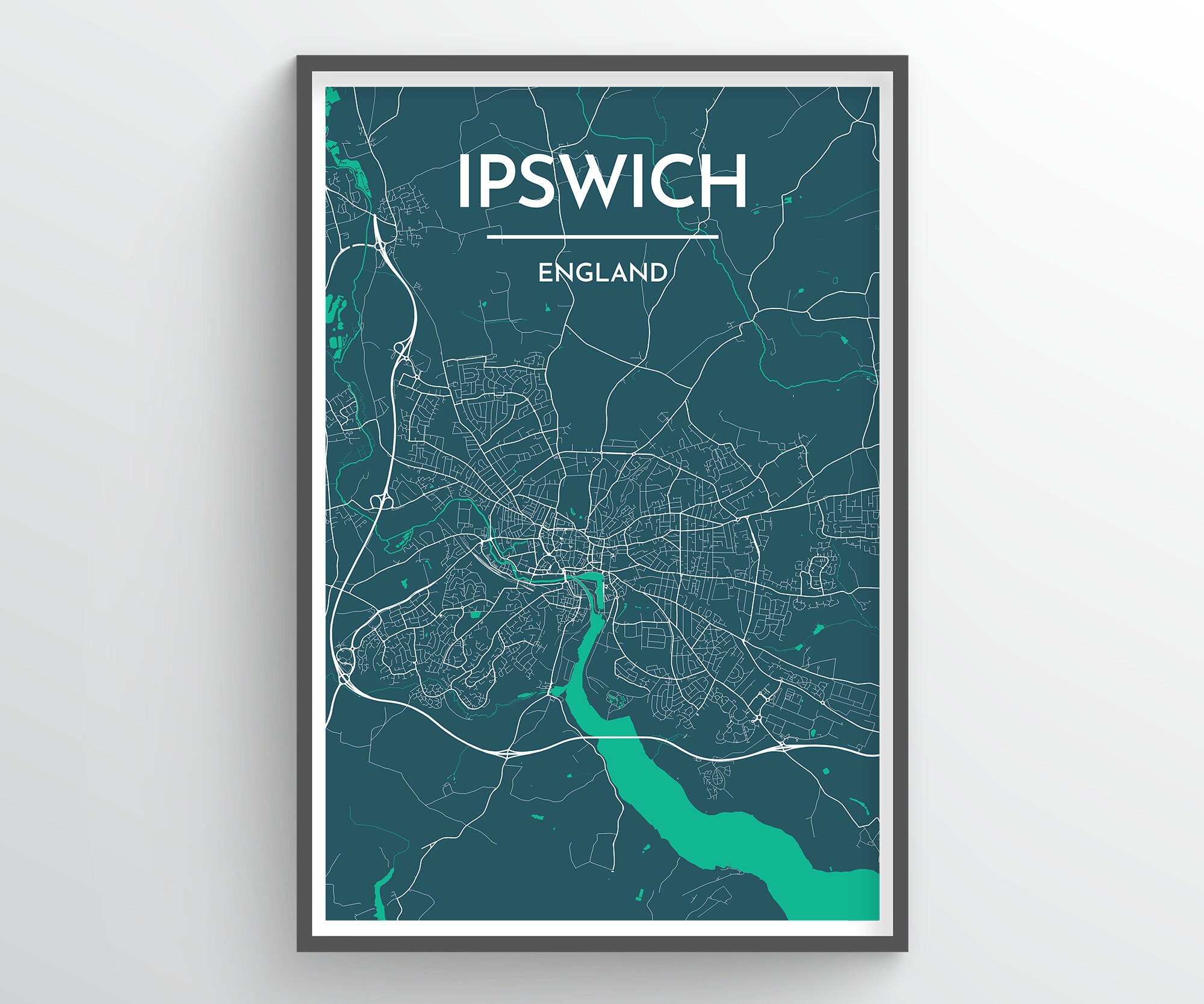 IPSWICH England City Map Print // Home Decor Office Decor - Etsy UK
