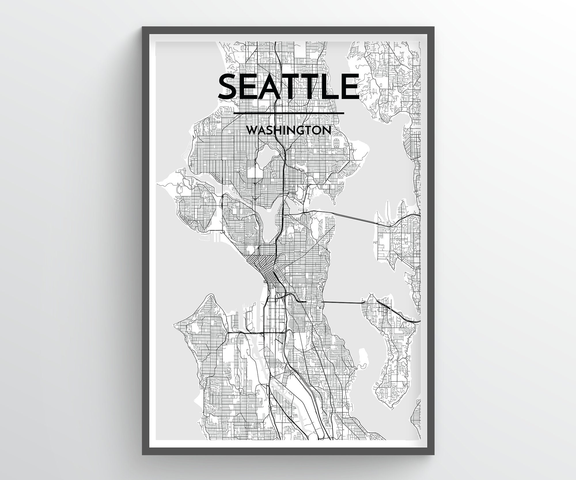 SEATTLE United States City Map Print // modern minimalist | Etsy