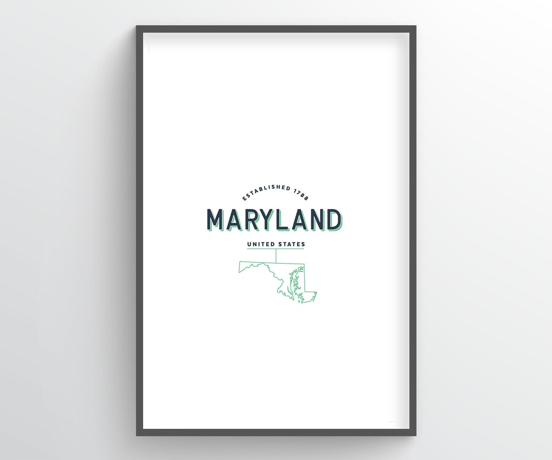 Maryland State Word Art Print Style: state Line - Etsy