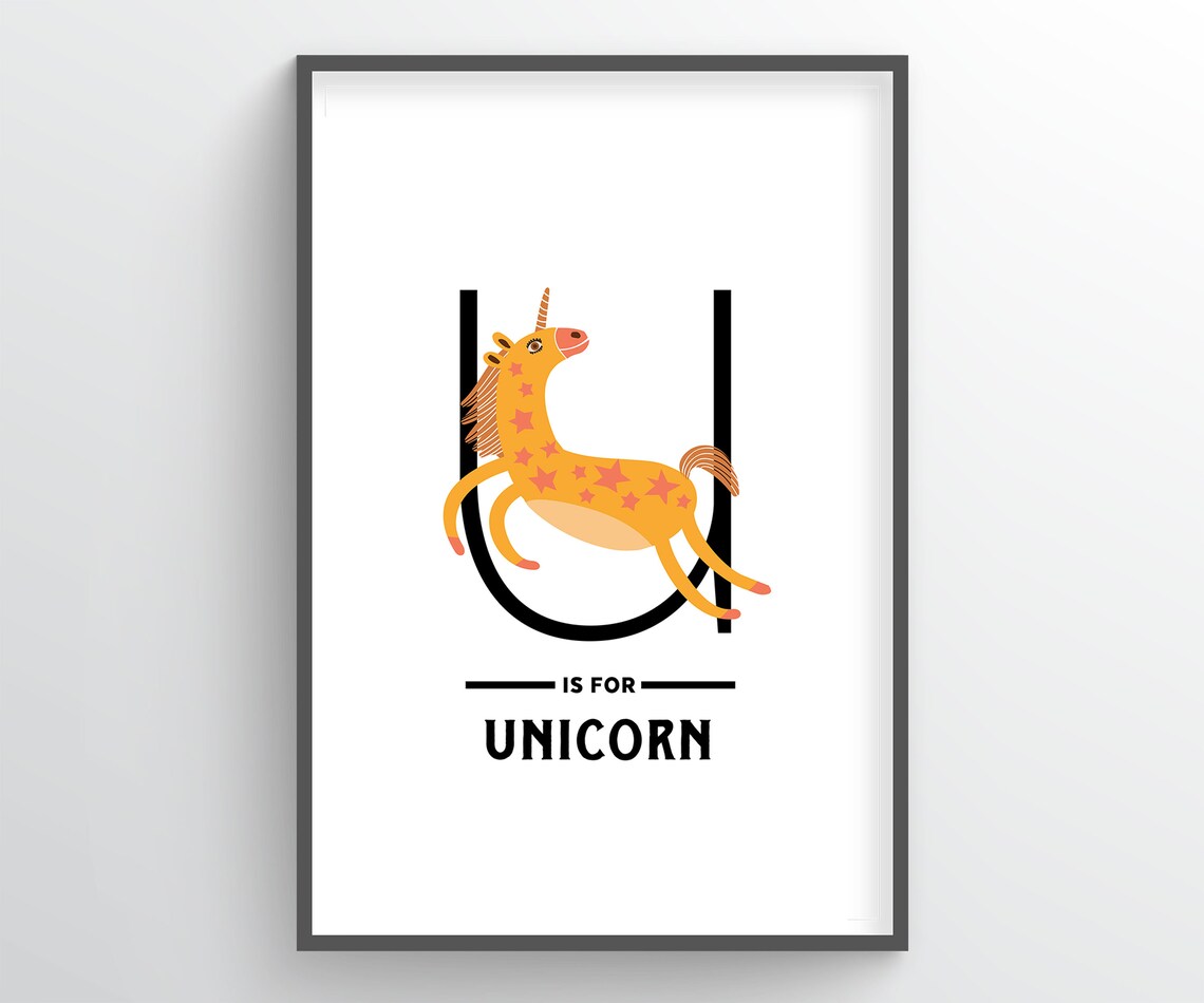 Animal Alphabet Poster Art letter U Home - Etsy