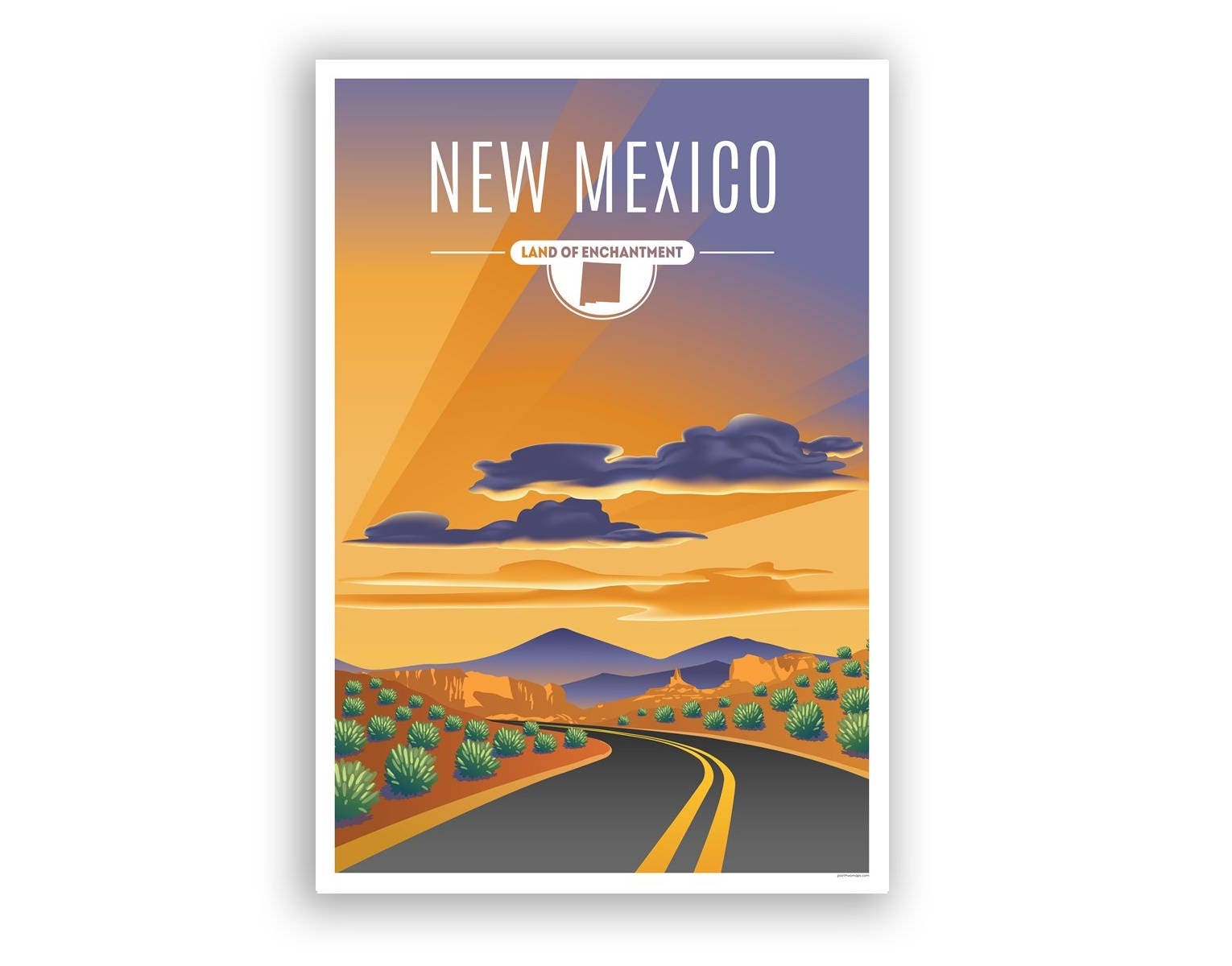 New Mexico State Map Print // Modern Minimalist Art Design | Etsy