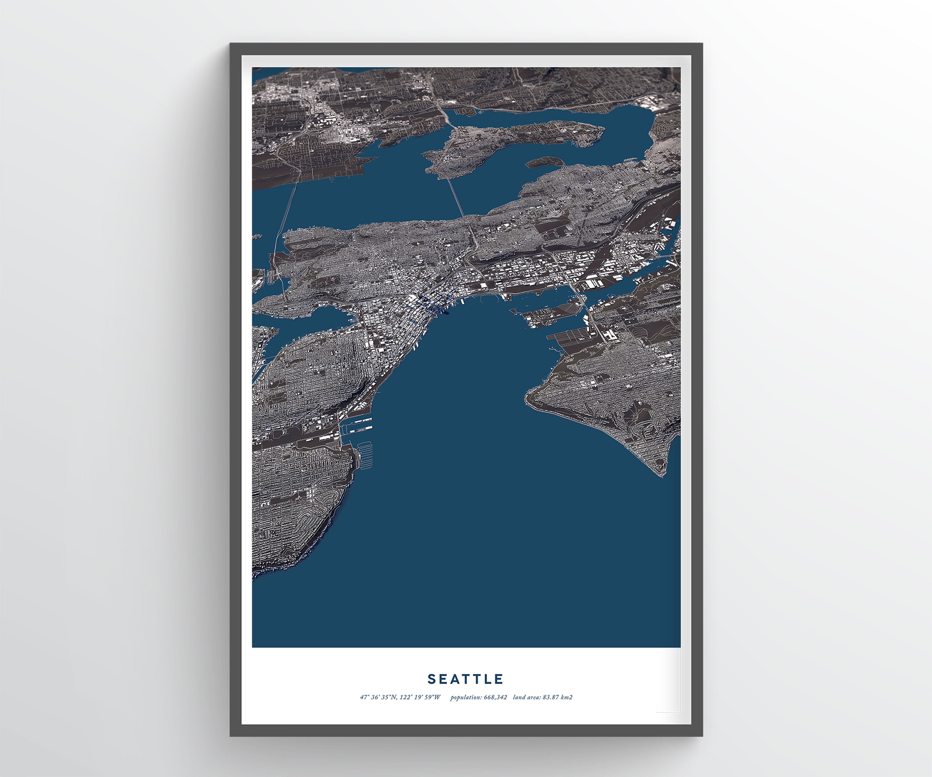 Seattle Map 3D City Model Map Art Modern Map Art Home - Etsy