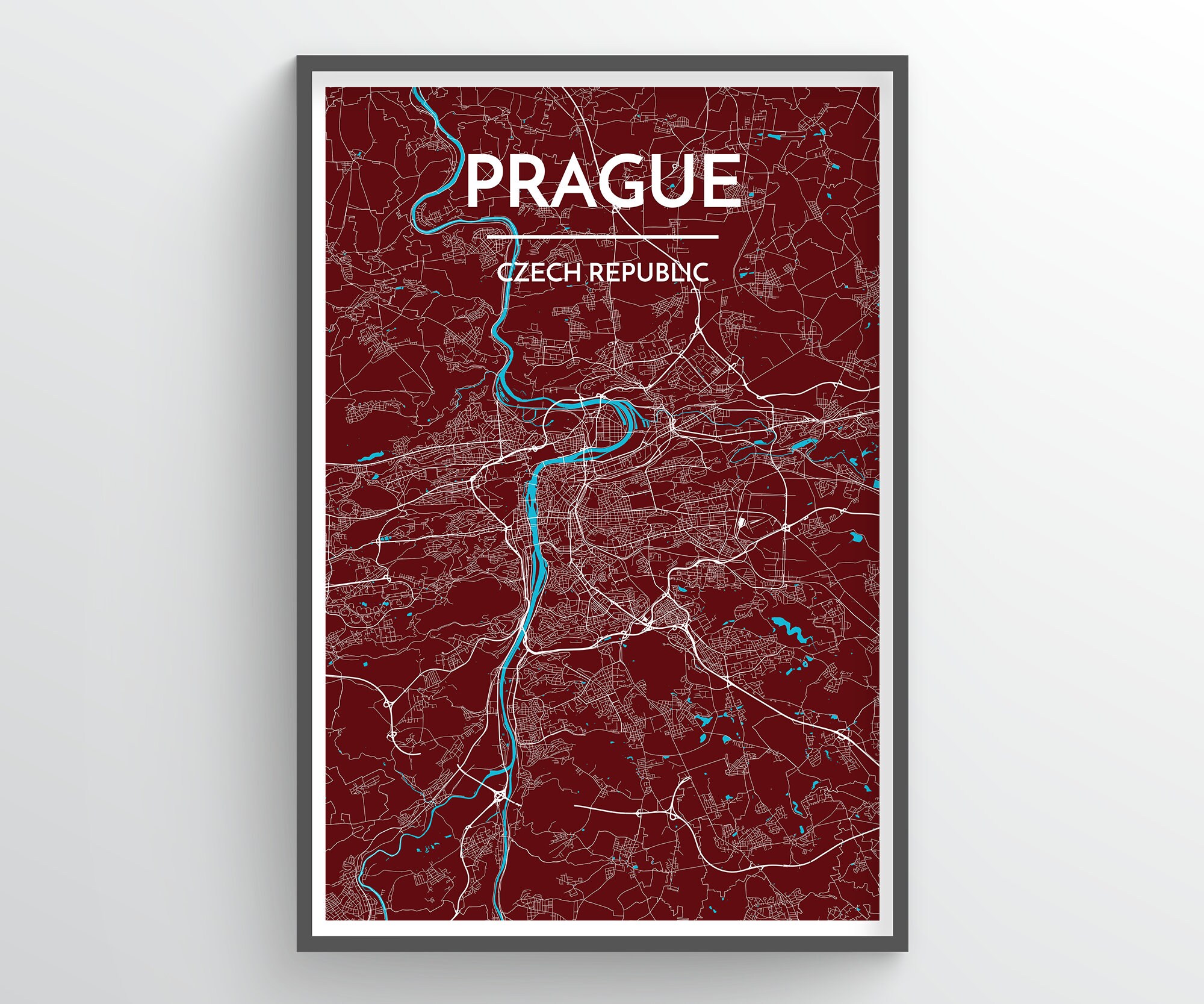 PRAGUE Czech Republic City Map Print // modern minimalist | Etsy