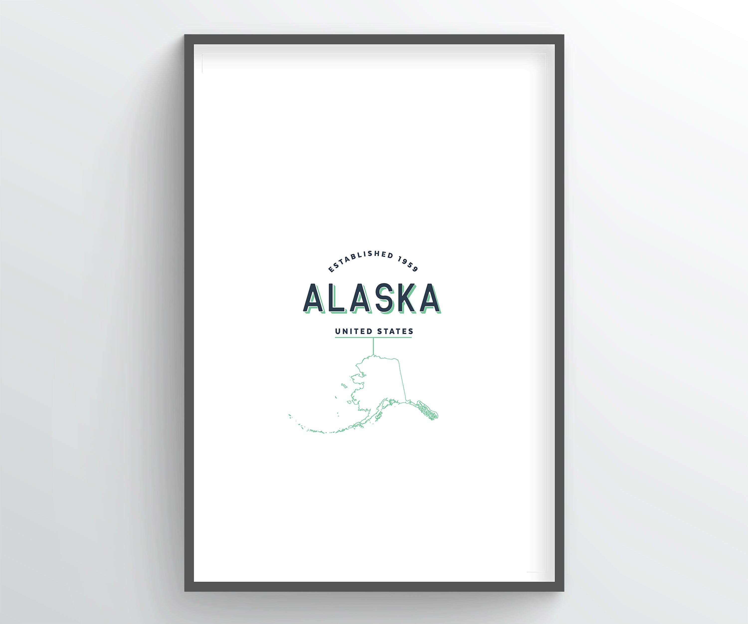 Alaska State Word Art Print Style: State Line | Etsy