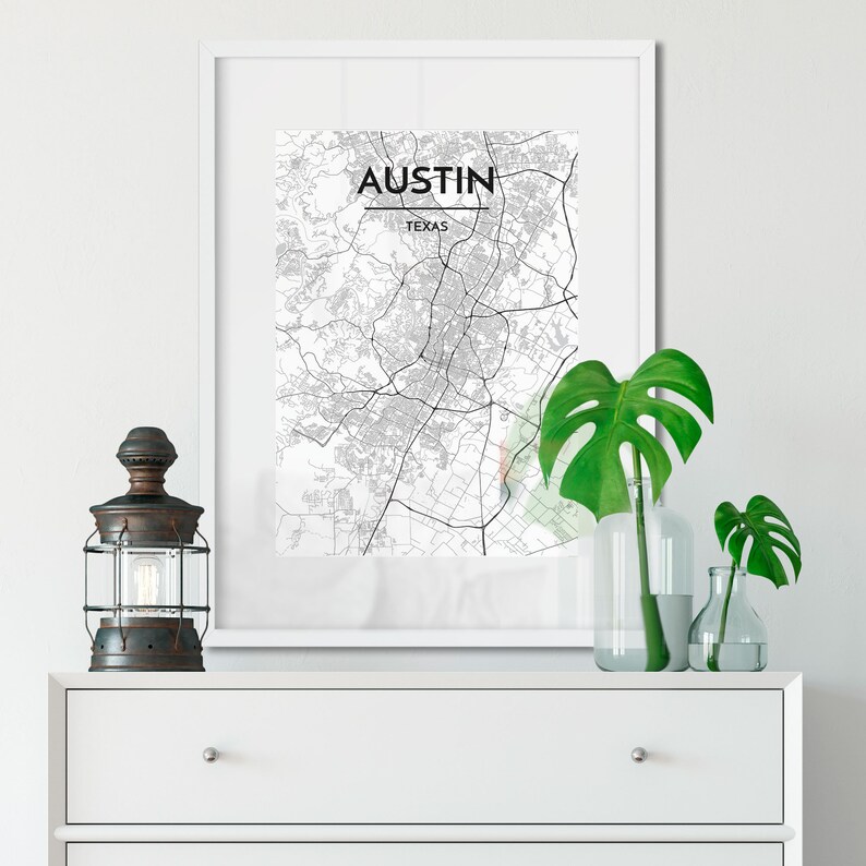 AUSTIN United States City Map Print // Modern Minimalist Art - Etsy