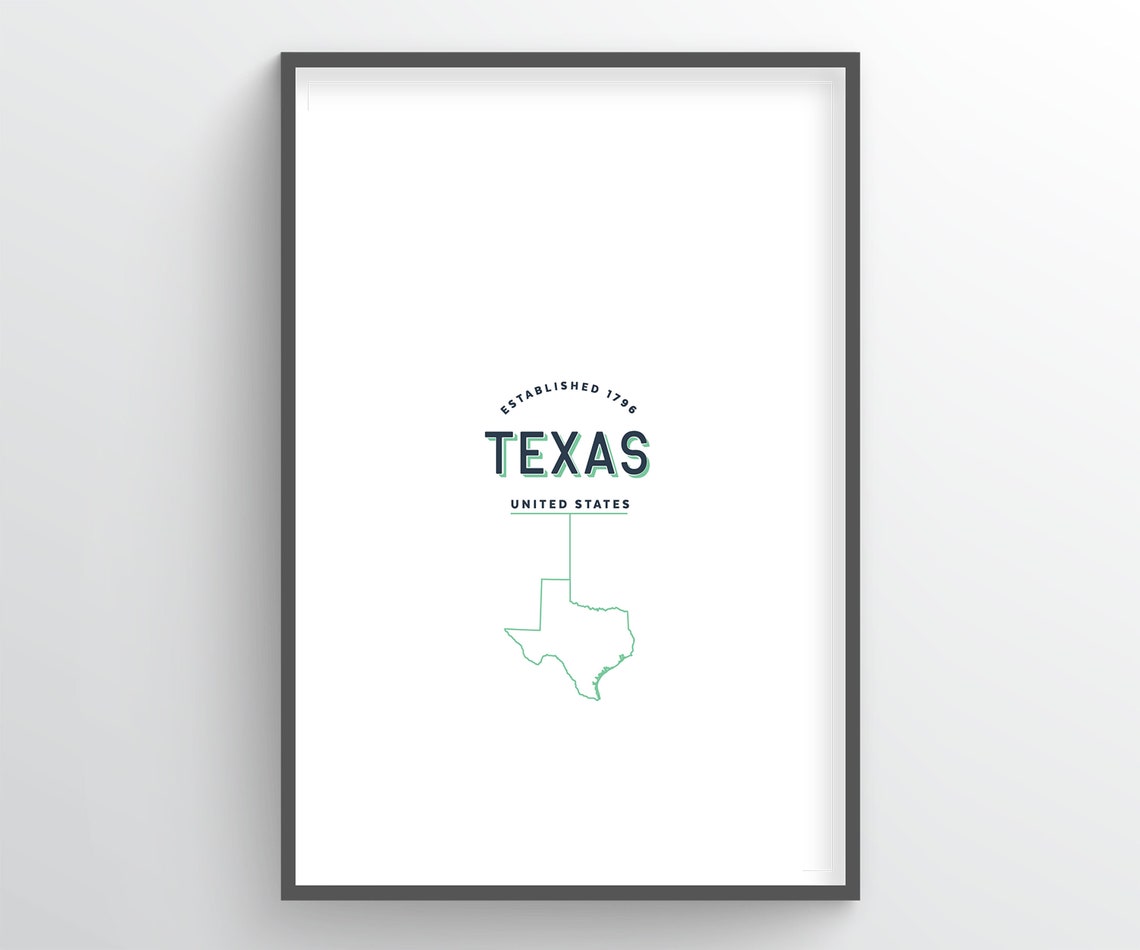 Texas State Word Art Print Style: State Line | Etsy