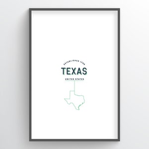 Texas State Word Art Print Style: state Line - Etsy