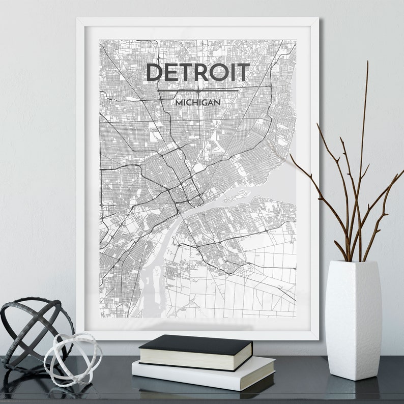 DETROIT United States City Map Print // Modern Minimalist | Etsy