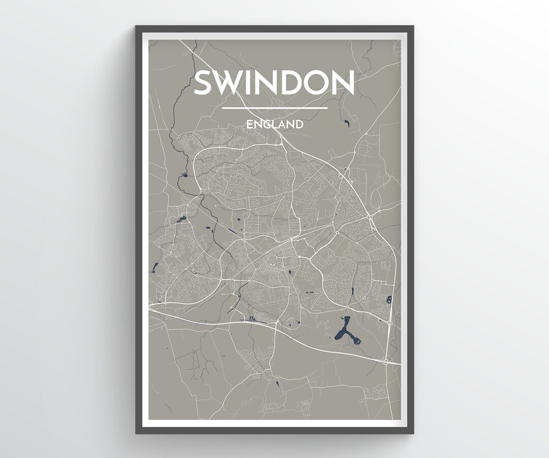 SWINDON, England, City Map Print // home decor, office decor ...