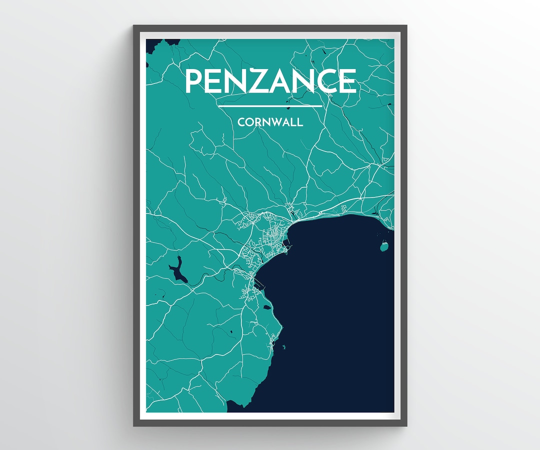 PENZANCE, England, City Map Print // Home Decor, Office Decor ...
