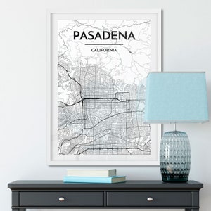 PASADENA, United States, City Map Print // Modern Minimalist Art Design ...
