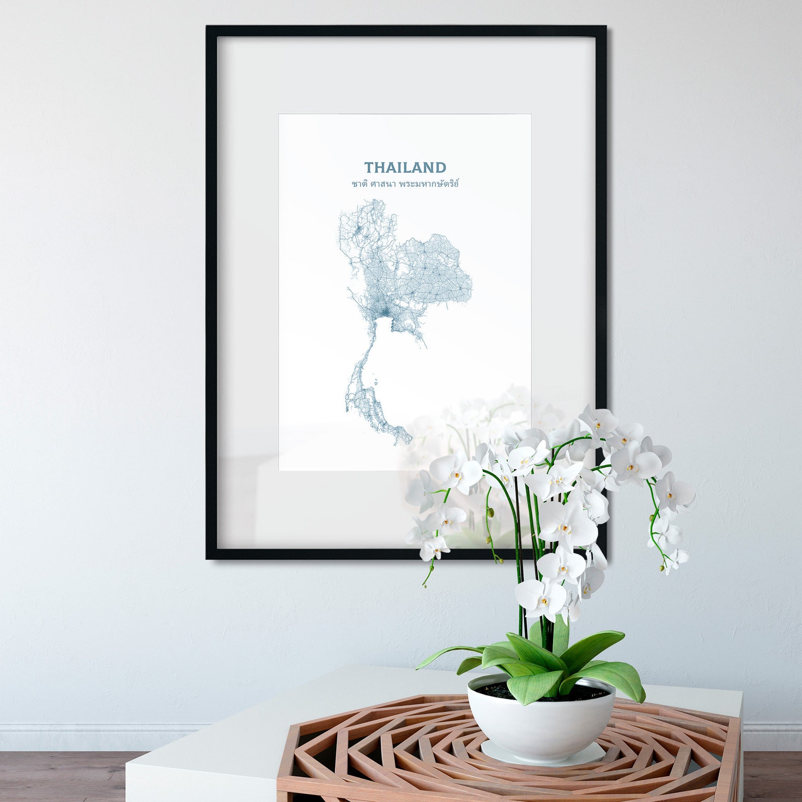 Thailand Map Poster Art Every road in Thailand map art | Etsy