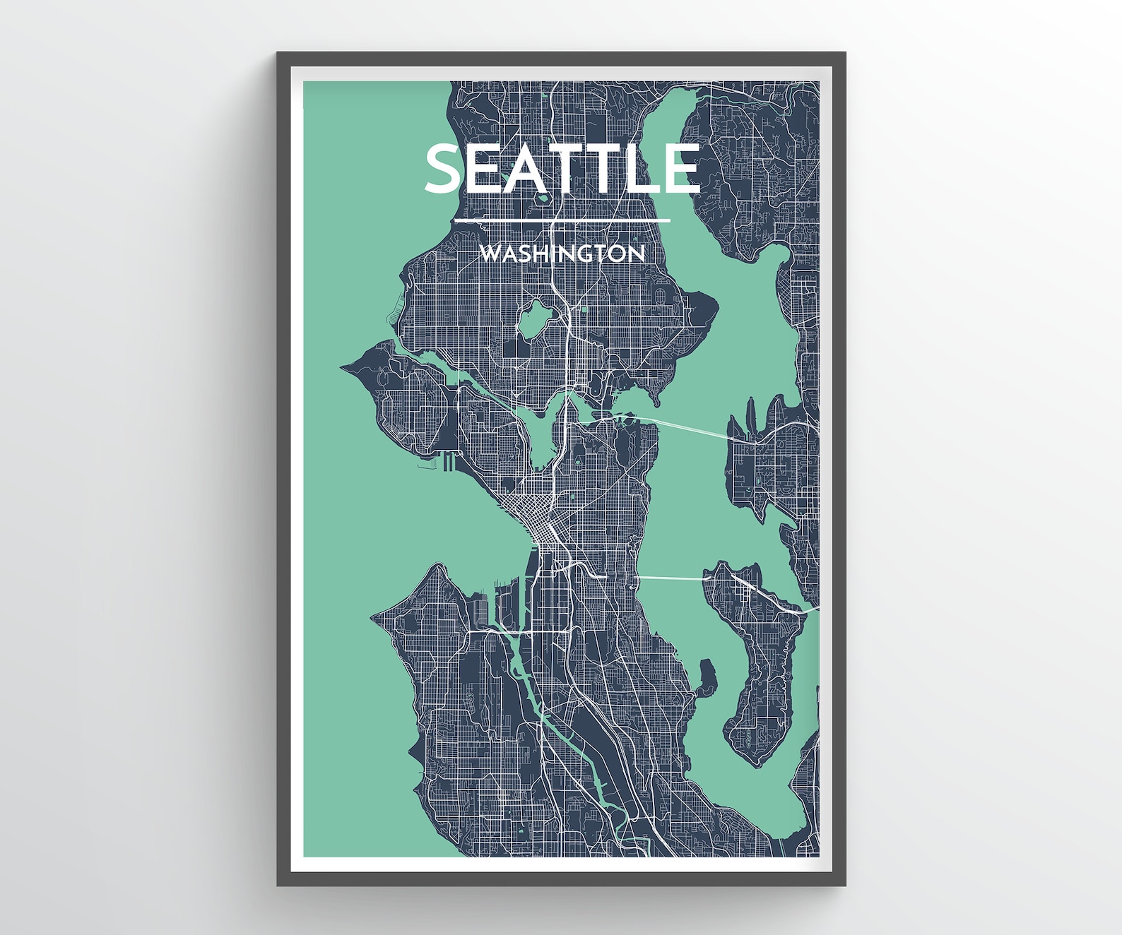 SEATTLE United States City Map Print // Modern Minimalist - Etsy