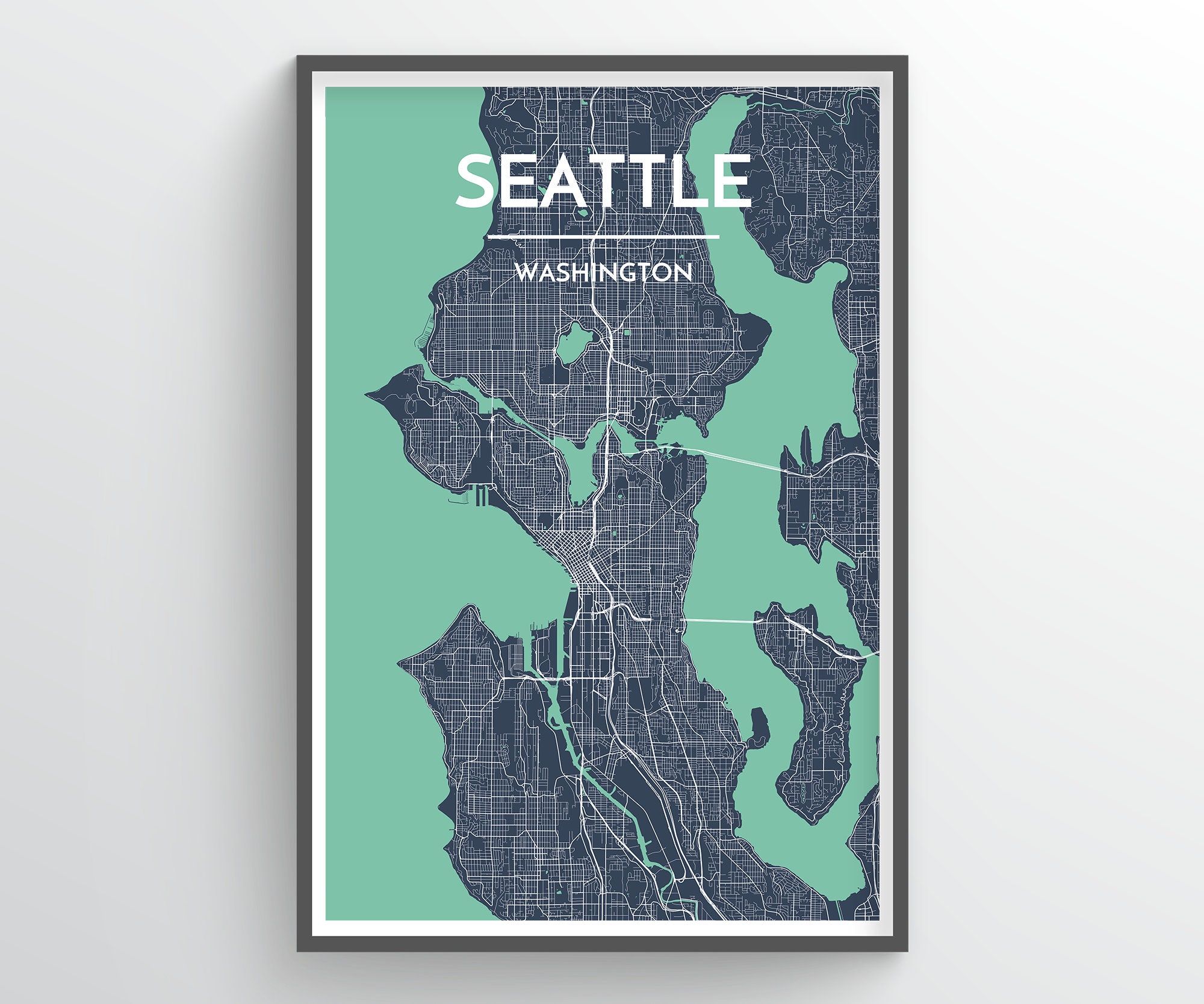 SEATTLE United States City Map Print // Modern Minimalist - Etsy