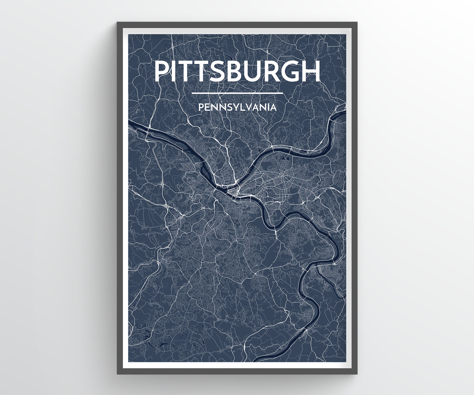 PITTSBURGH United States City Map Print // Modern Minimalist - Etsy