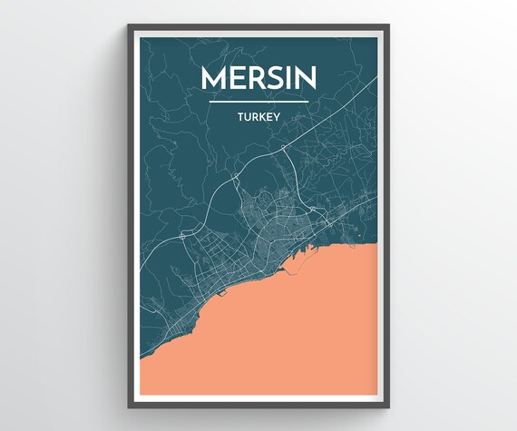 MERSIN Turkey City Map Print // home decor office decor | Etsy