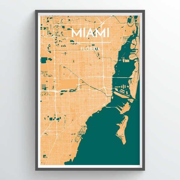 Miami Map Print - Etsy