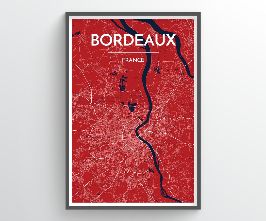 BORDEAUX France City Map Print // Home Decor Office Decor - Etsy