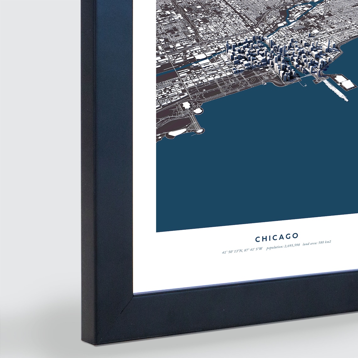 Chicago Map 3D City Model Map Art Modern Map Art Home - Etsy